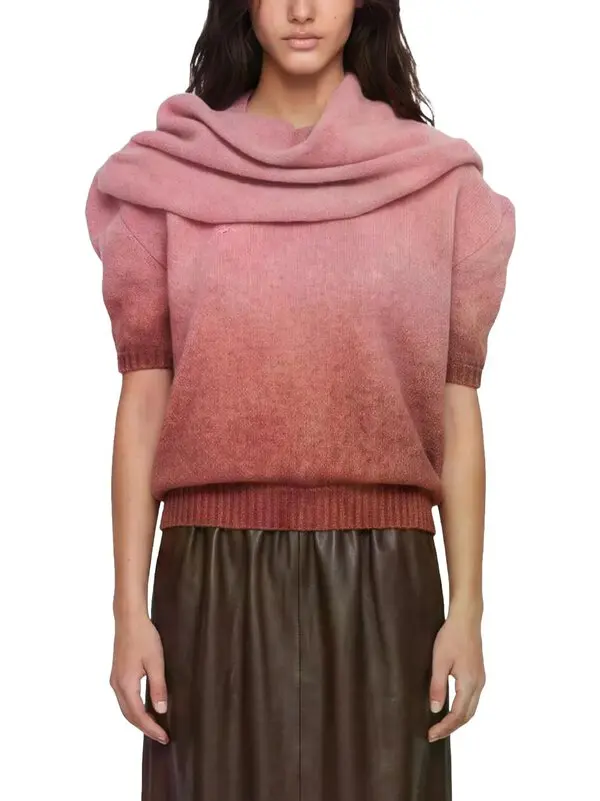 ROWEN ROSE Gradient Draped Neck Sweater - Pink