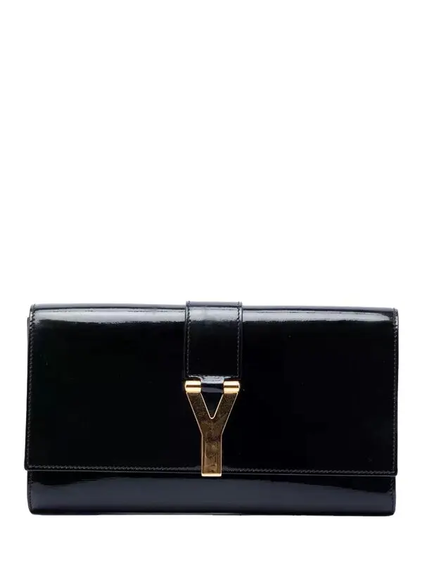 Saint Laurent Patent Chyc Ligne Clutch Bag - Black