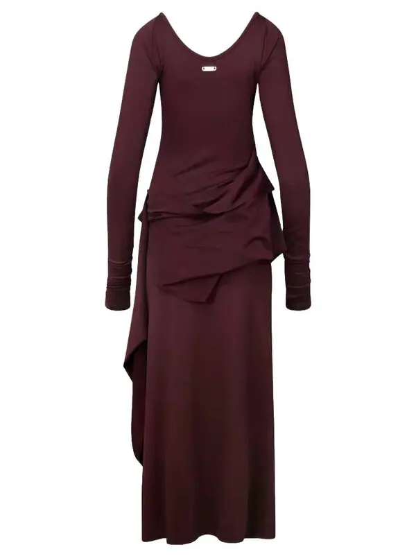 NACHE Draped Long-sleeve Maxi Dress - Red