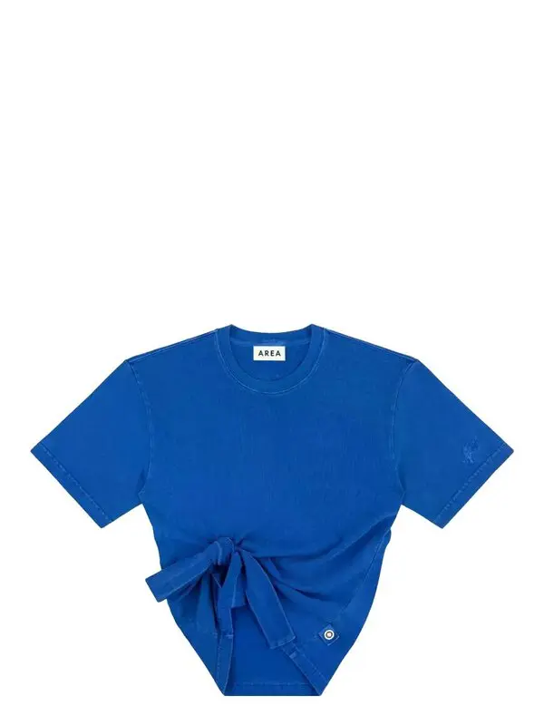 AREA Knot-detail Cotton T-shirt - Blue