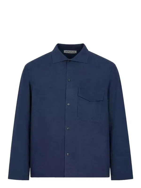 You Must Create Chest-pocket Button-up Shirt - Blue