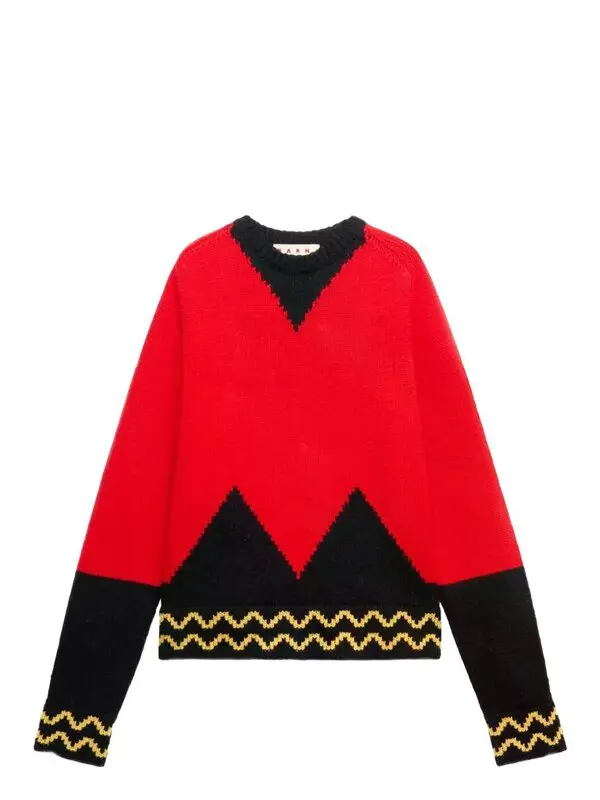 Marni Geometric Intarsia Wool Sweater - Red