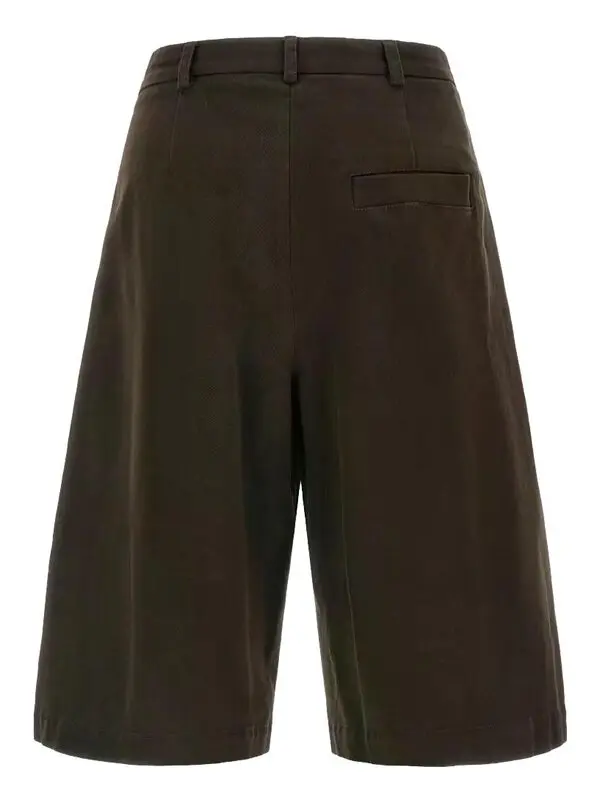 TELA Pleated Canvas Tailored Shorts - Brown