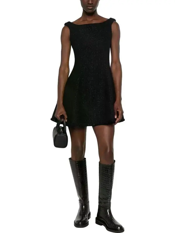 Maje Frayed-hem Mini Dress - Black