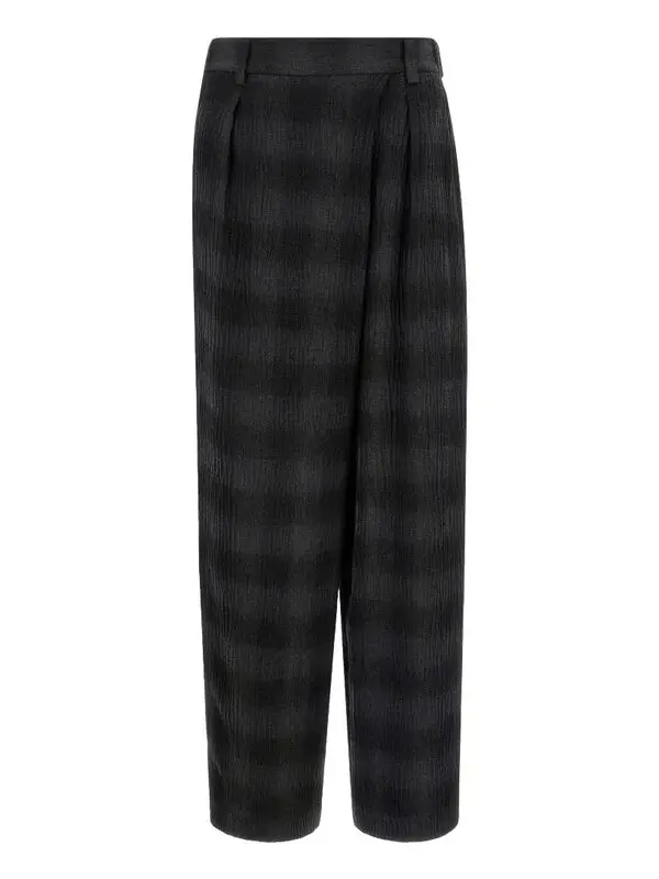 TELA Asymmetrical Check-pattern Trousers - Black
