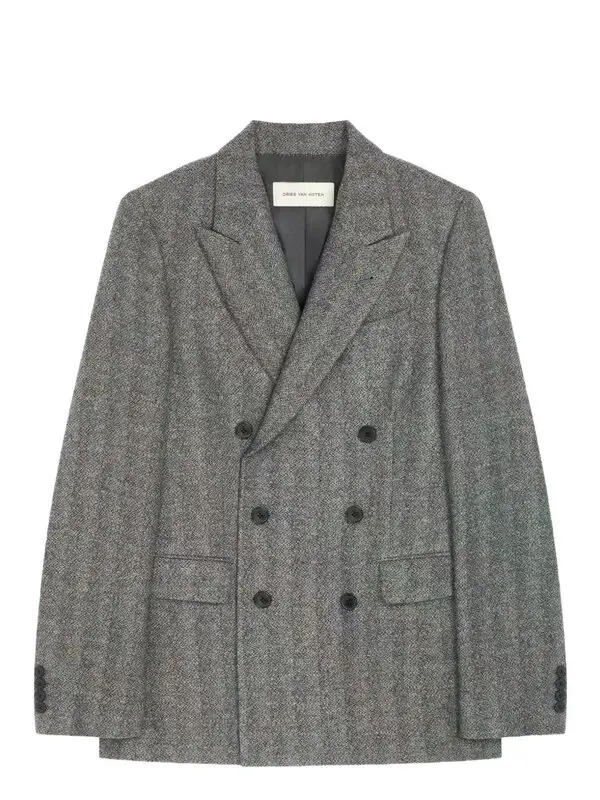 Dries Van Noten Double-breasted Wool Blazer - Grey
