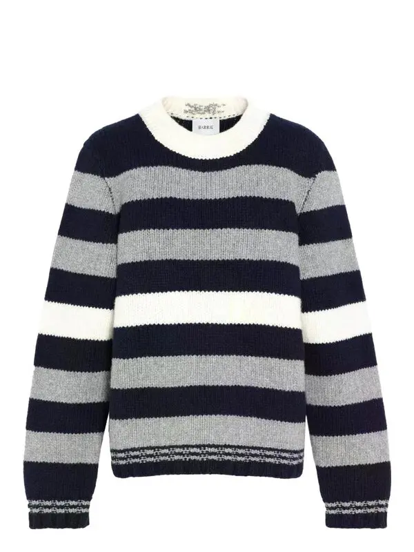 BARRIE Chunky Knit Striped Sweater - Blue