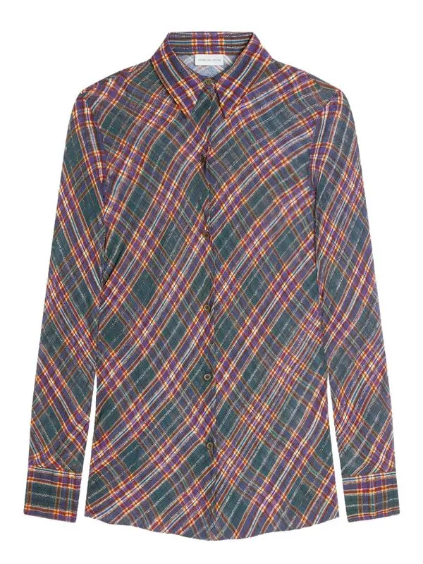 Dries Van Noten Fitted Lurex Shirt - Blue