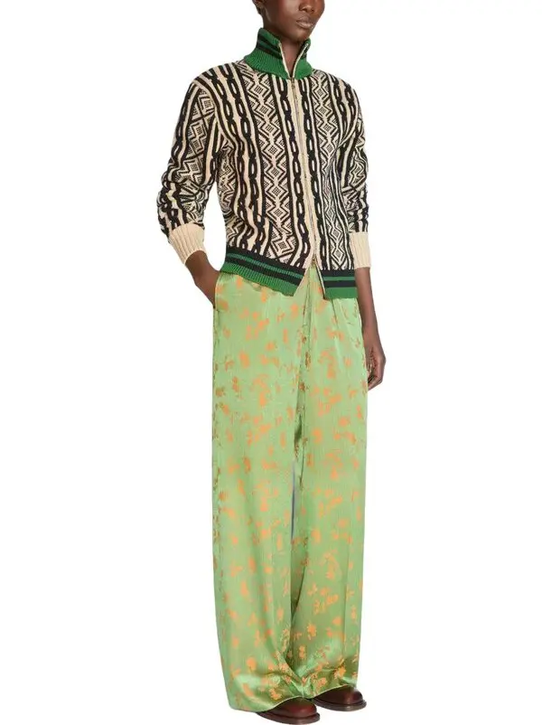 Dries Van Noten Elasticated Jacquard Trousers - Green