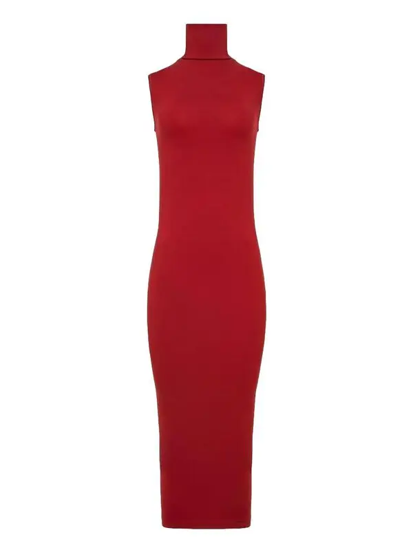 Wolford Seamless Turtleneck Midi Dress - Red