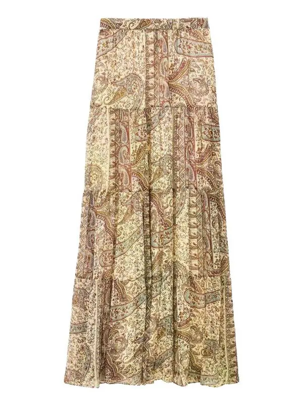 Ba&sh Paisley-print Tiered Maxi Skirt - Neutrals