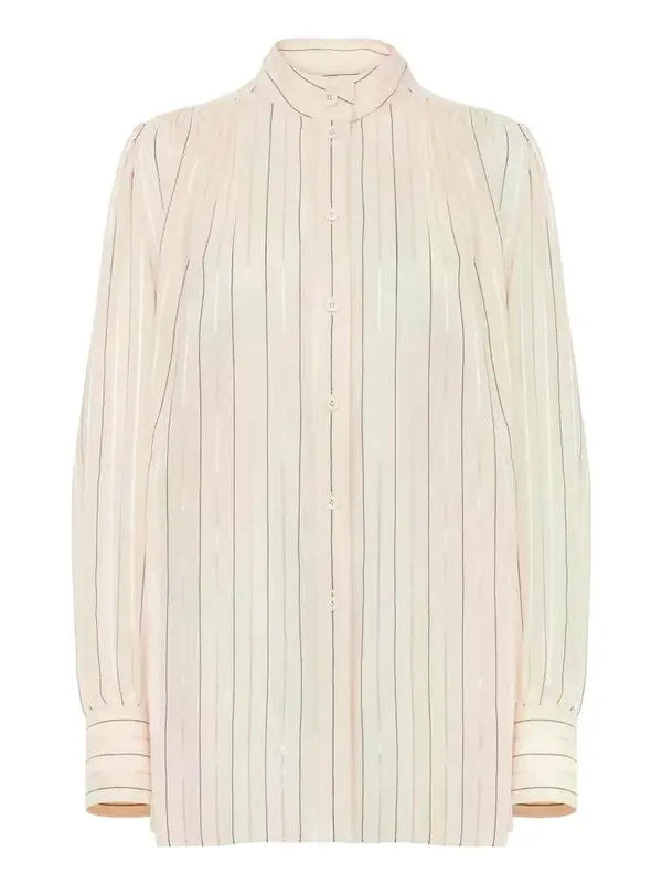 Chloé Gathered Blouse In Cotton & Silk Poplin - Pink