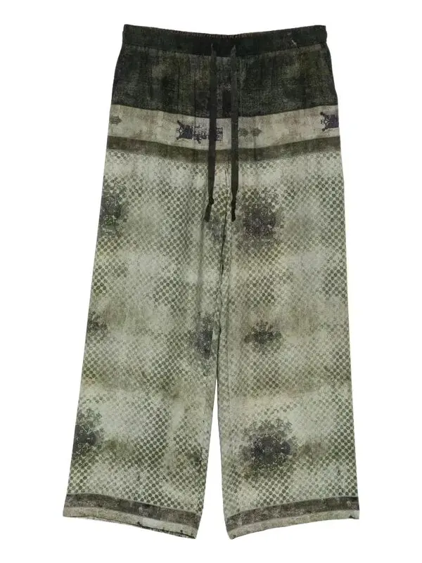 ZIGGY CHEN Printed Drawstring Trousers - Green