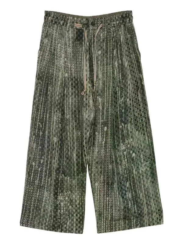 ZIGGY CHEN Patterned Drawstring Trousers - Green