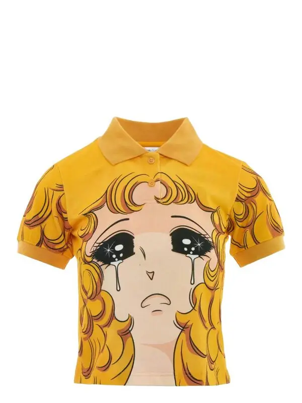 PUSHBUTTON Graphic Print Piqué Polo Shirt - Yellow
