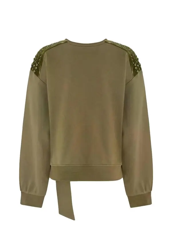 Pinko Embellished Buckled-hem Sweatshirt - Green
