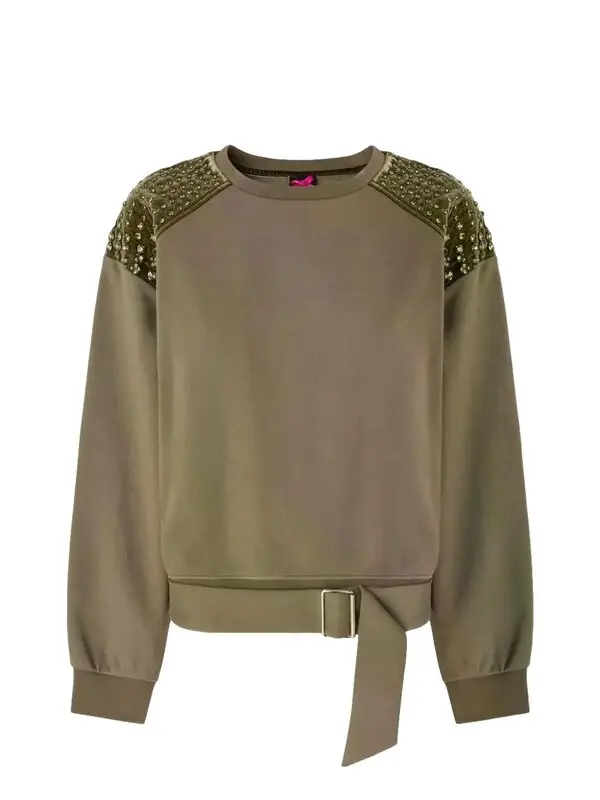 Pinko Embellished Buckled-hem Sweatshirt - Green