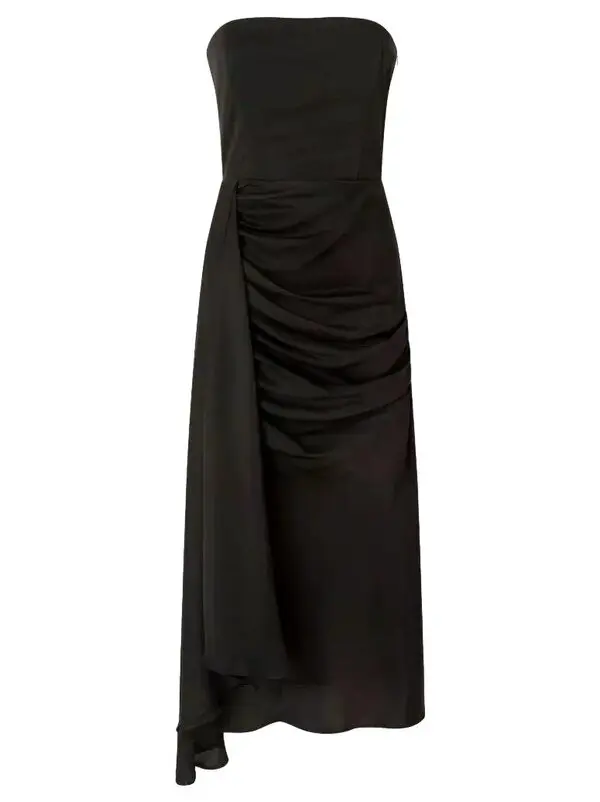 Pinko Strapless Draped-detail Dress - Black