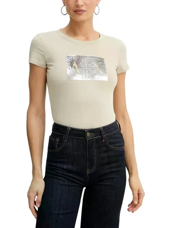Armani Exchange Sequin-embellished T-shirt - Neutrals
