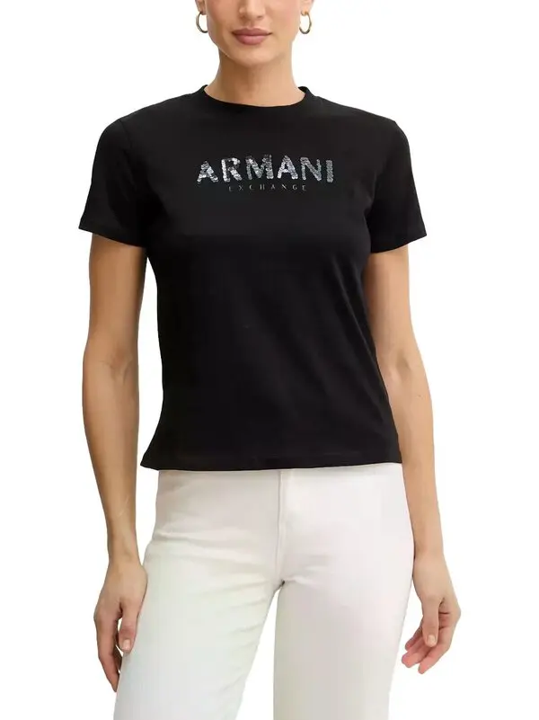 Armani Exchange Sequin-logo T-shirt - Black