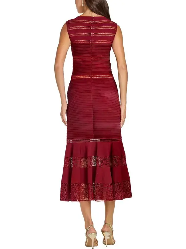 Tadashi Shoji Lace-panelled Pintuck Midi Dress - Red