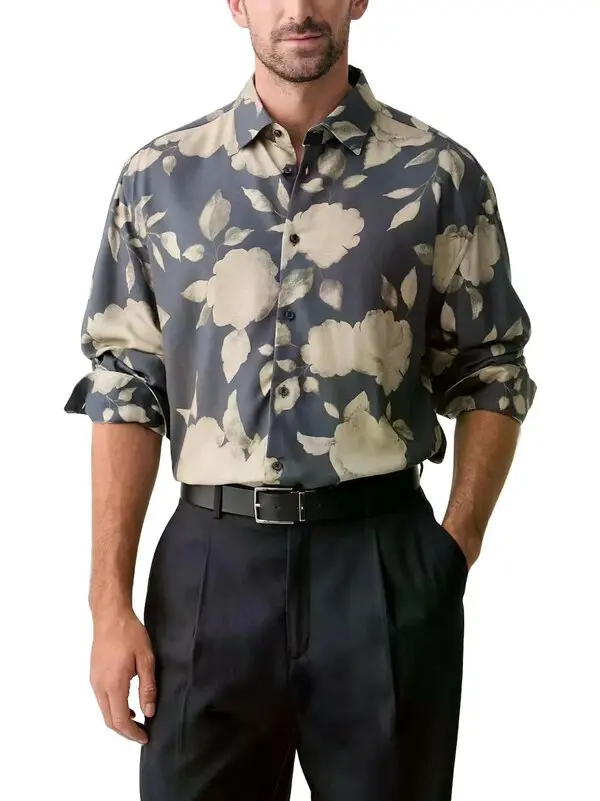 JOOP! Floral-print Long-sleeve Shirt - Blue
