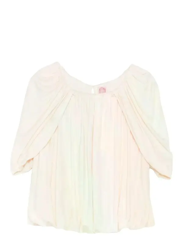 FETICO Gathered Short-sleeve Blouse - Grey