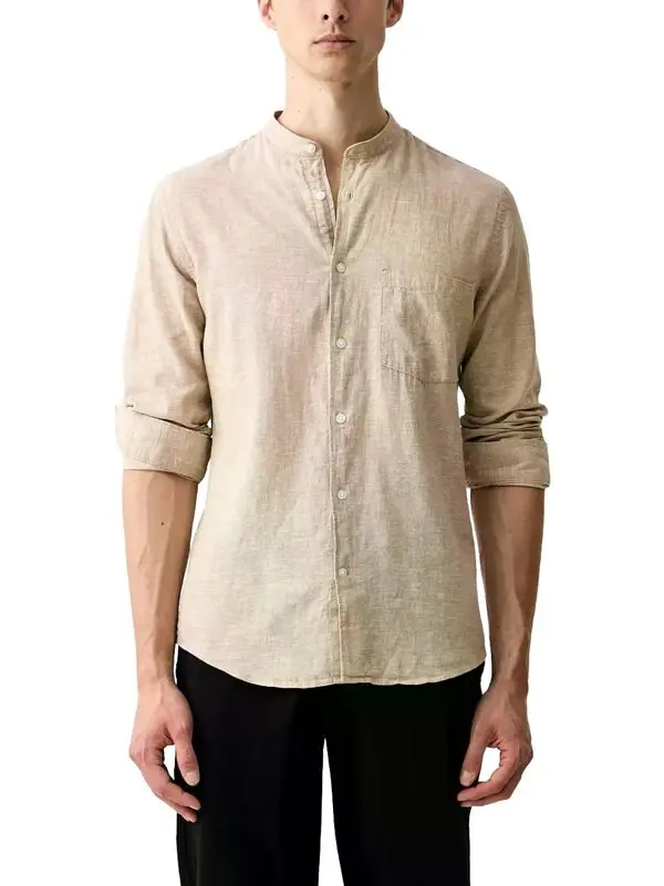 LINDBERGH Mandarin-collar Chest-pocket Shirt - Neutrals