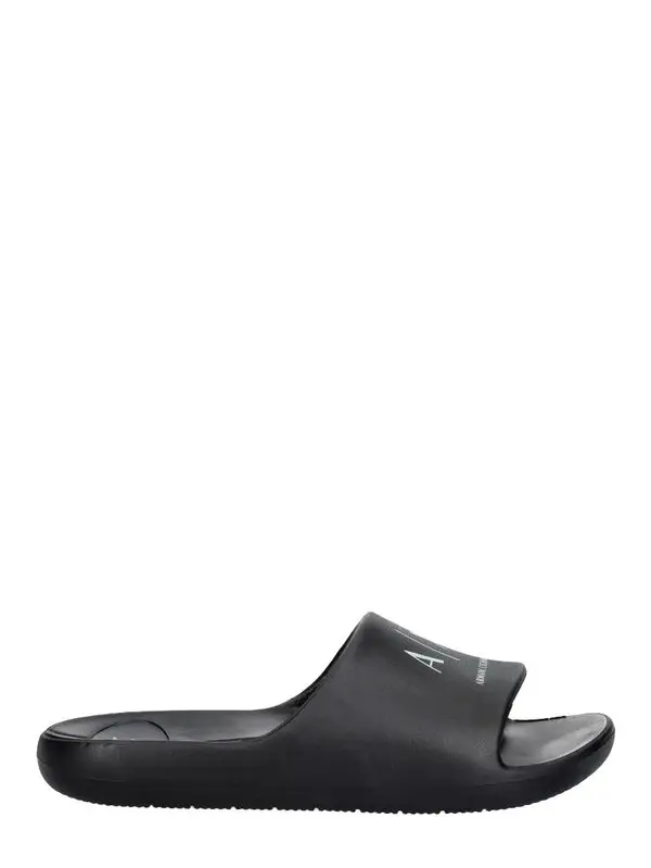 Armani Exchange Logo Print Slides - Black