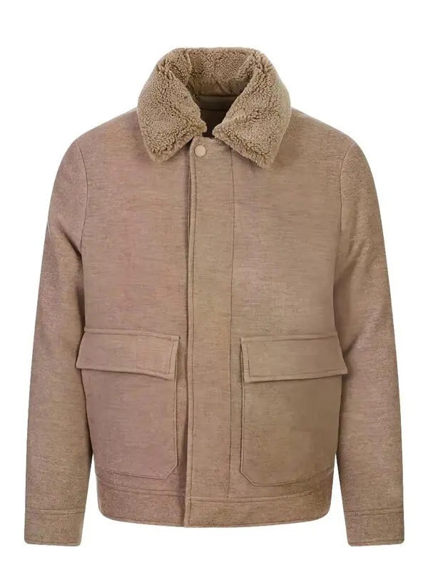 Canali Shearling Collar Jacket - Brown