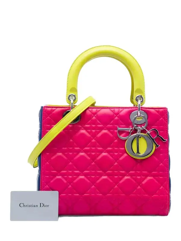 Dior Medium Tricolor Lambskin Cannage Lady Satchel - Pink