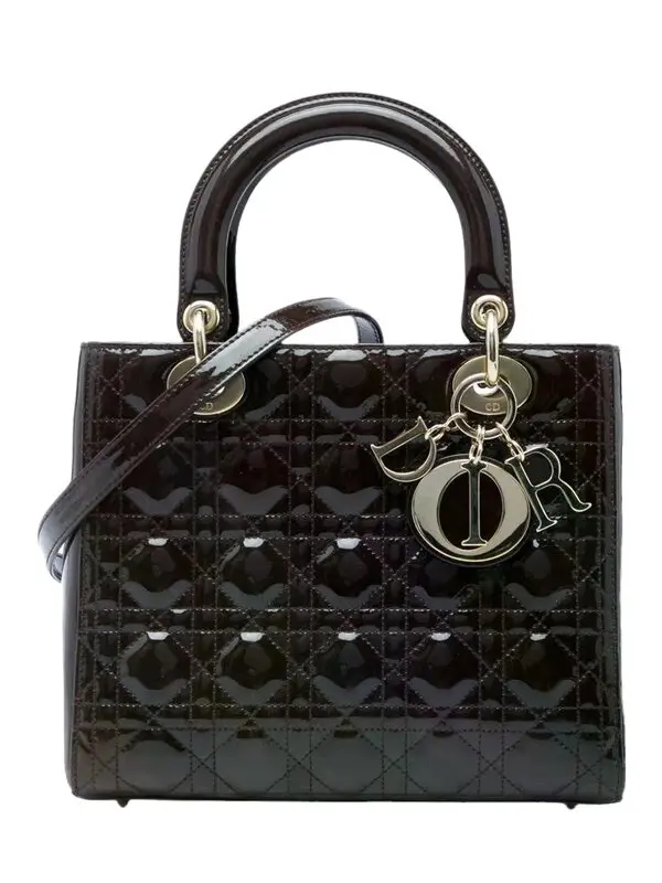 Dior Patent Cannage Lady Satchel - Purple