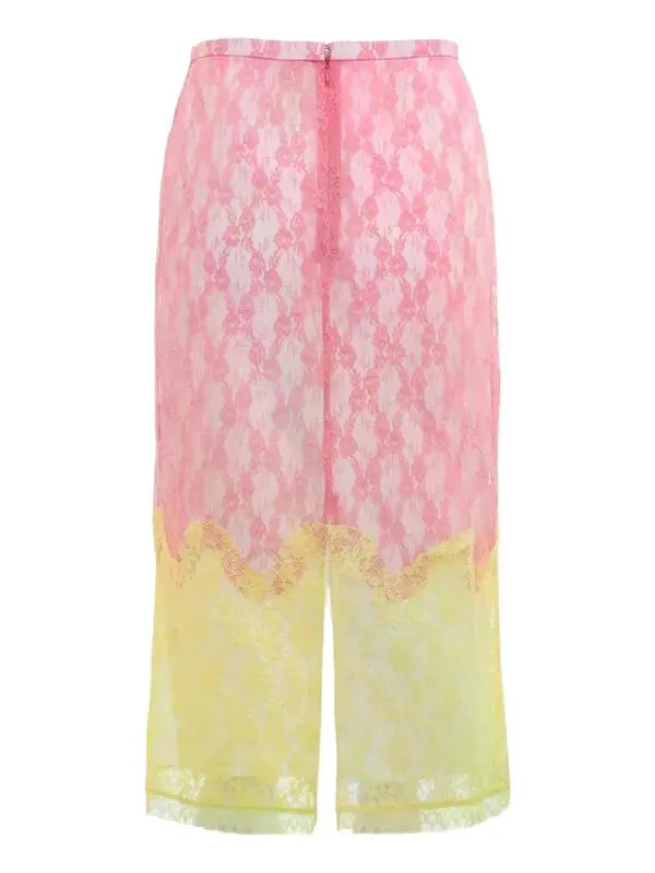 PUSHBUTTON Lace Overlay Midi Skirt - Pink