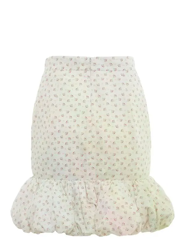 PUSHBUTTON Floral Print Bubble Hem Skirt - White