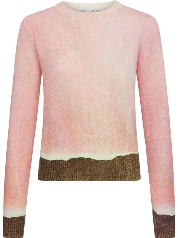 Oscar De La Renta Ombré Wool Crewneck Sweater - Pink