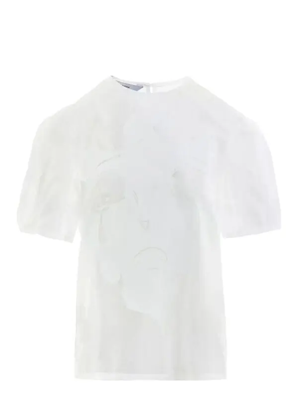 PUSHBUTTON Graphic Print Puff Sleeve T-shirt - White