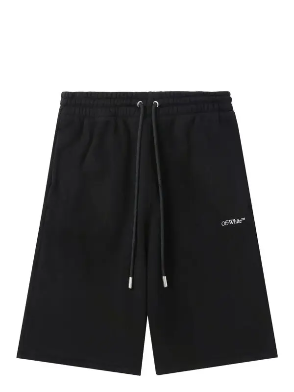Off-White Cotton Jersey Shorts With Logo Print - Black