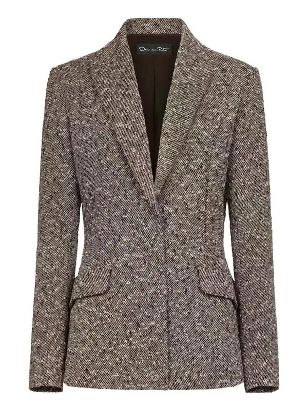 Oscar De La Renta Single-breasted Tweed Blazer - Brown