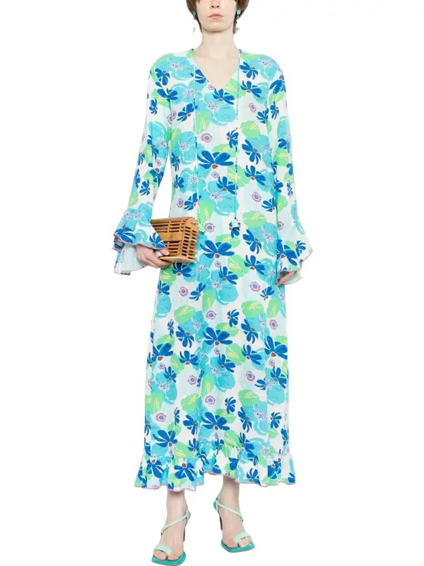 BAMBAH Hazel Floral Print Maxi Dress - Blue