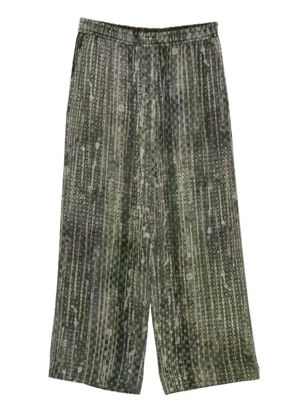 ZIGGY CHEN Abstract Print Drawstring Trousers - Green