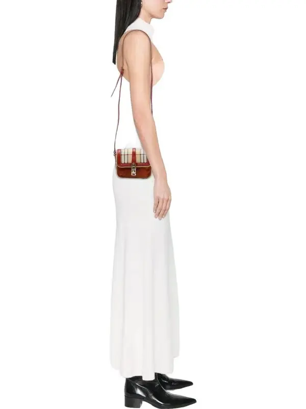 Burberry 2000-2017 Mini Haymarket Check Coated Canvas And Suede Berkeley Crossbody Bag - Neutrals