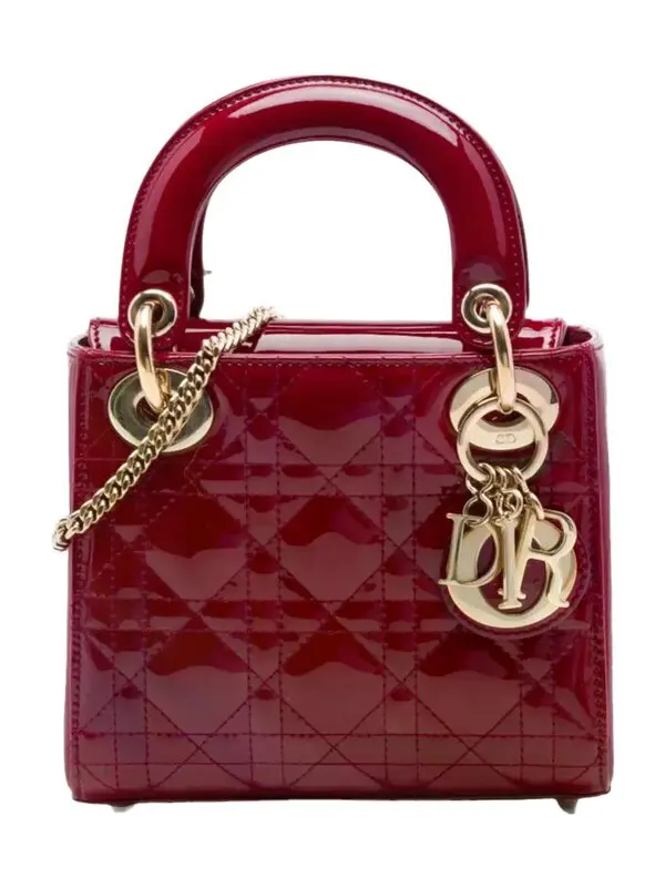 Dior Mini Patent Cannage Lady Satchel - Red
