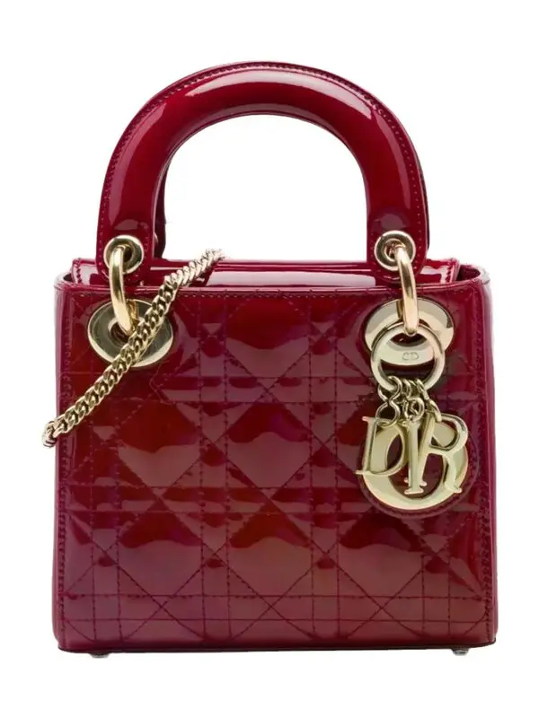 Dior Mini Patent Cannage Lady Satchel - Red