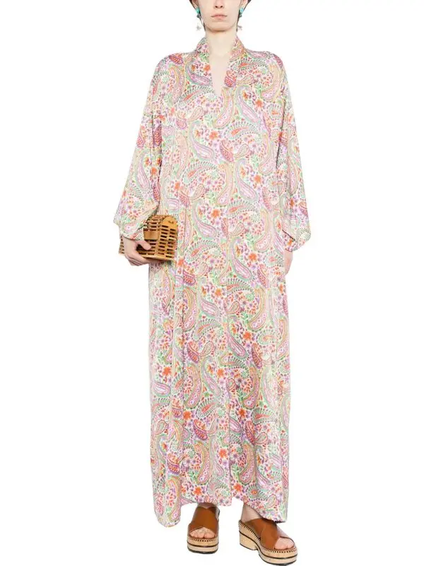 BAMBAH Paisley Print V-neck Maxi Dress - Pink