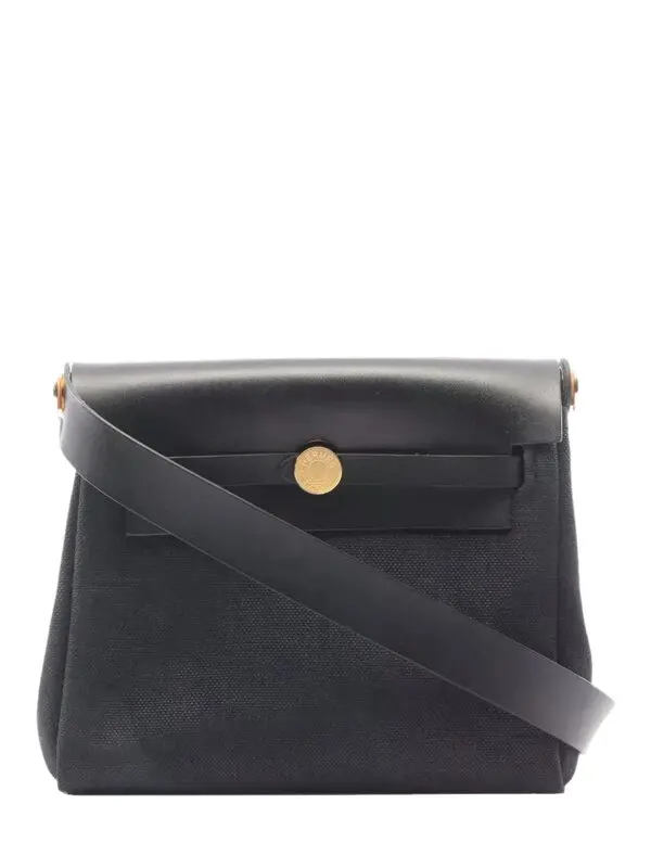 Hermès Military Toile And Vache Hunter Herbag Zip 20 Crossbody Bag - Black