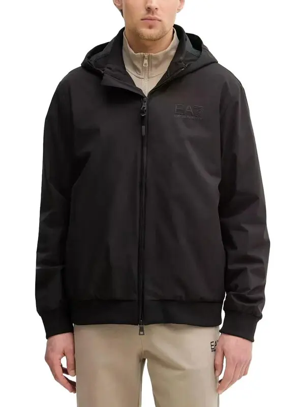EA7 Logo-print Hooded Jacket - Black