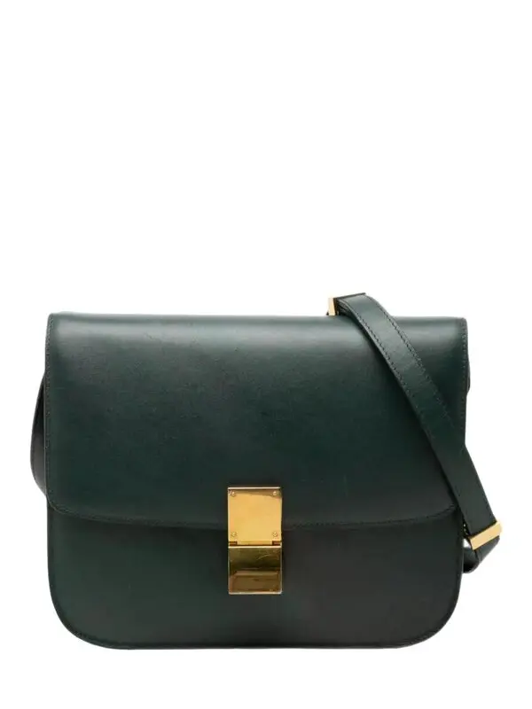Celine 2018 Medium Calfskin Classic Box Crossbody Bag - Green