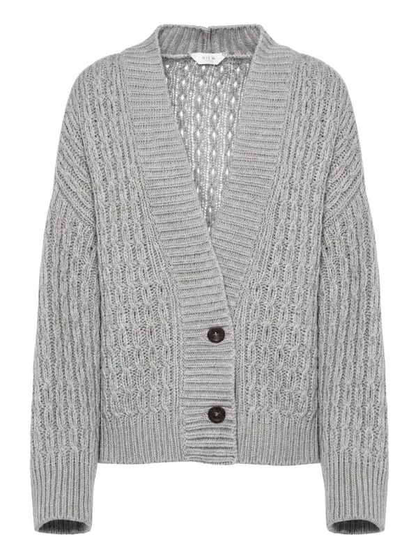 Malo Anna Cable-knit Cashmere Cardigan - Grey