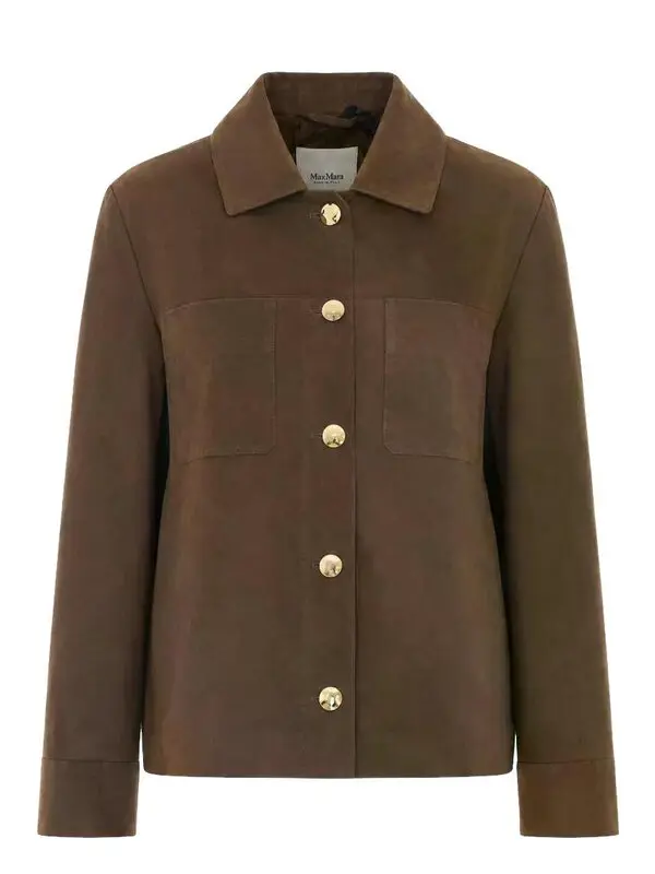 Max Mara Suede Classic Collar Jacket - Brown