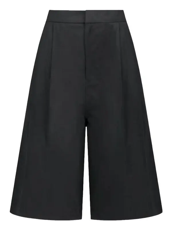 AMOMENTO Double-tuck Wide-leg Shorts - Black